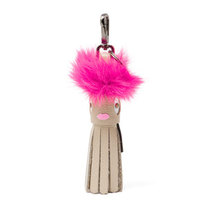 Callie Marie Mayne - Beige Leather and Fucshia Faux Fur – Min & Mon