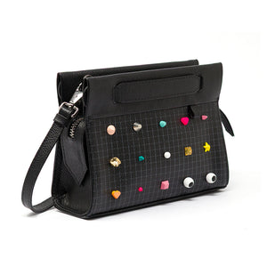 Vali Crossbody Micro Black Leather Bag - Studs Adjustable Handle – Min ...