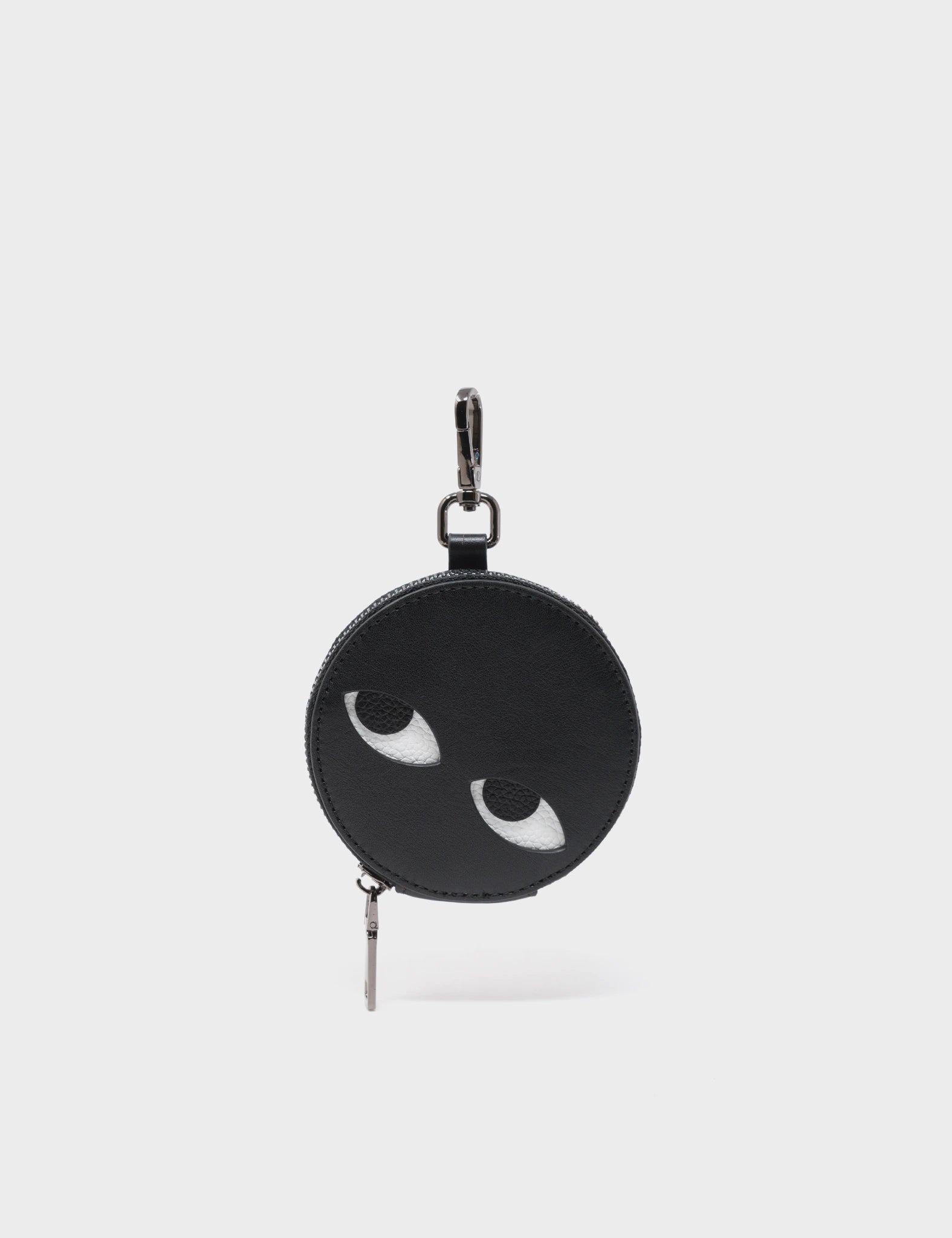 Black Leather Pouch Charm - Keychain with Eyes Debossed – Min & Mon
